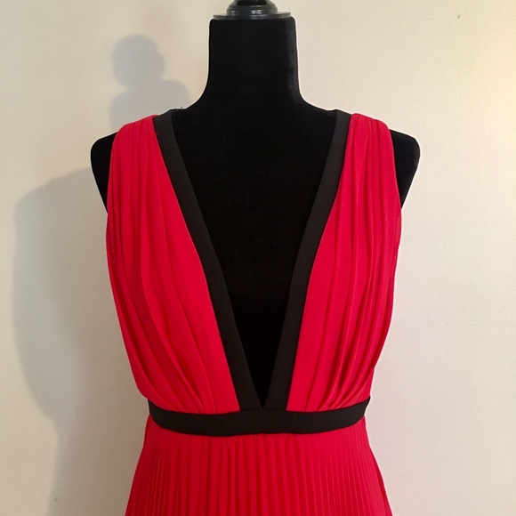 Dresses | Red Pleated Cocktail Dress | Poshmark